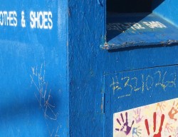 Those sketchy fake donation bins are made of wood now